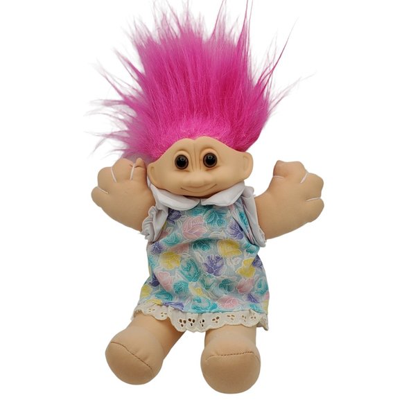 Russ | Toys | Vintage Russ Troll Doll Toy Pink Hair Floral Dress ...